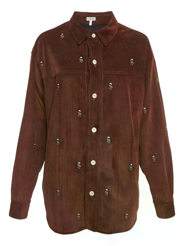 Loewe Embroidered Corduroy Shirt - Brown