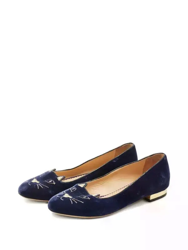 CHARLOTTE OLYMPIA Kitty Embroidered Flat Pumps