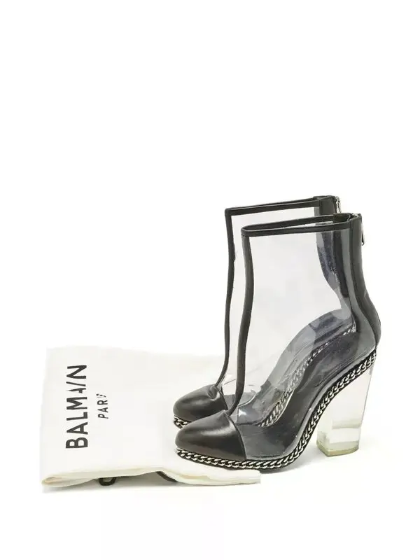 Balmain Chain Block-heel Ankle Boots