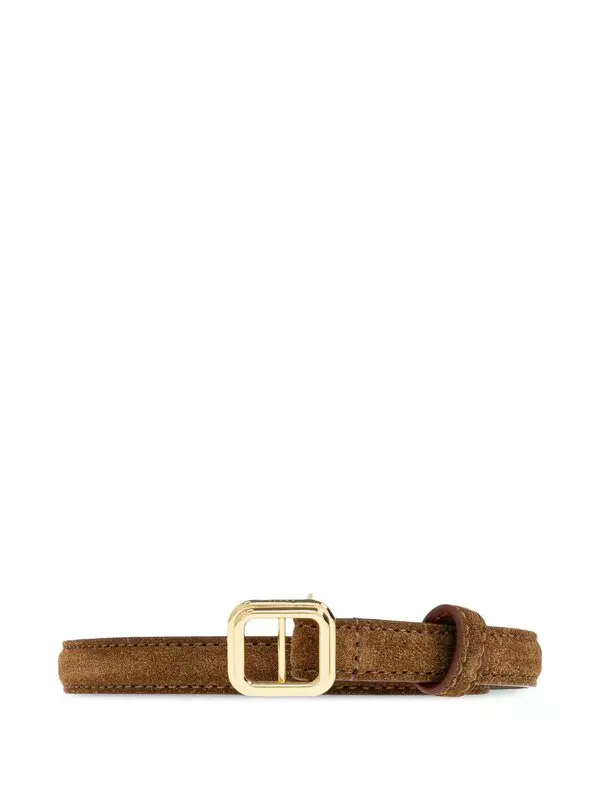 Lié Studio Georgia Slim Calf Suede Buckle Belt - Brown