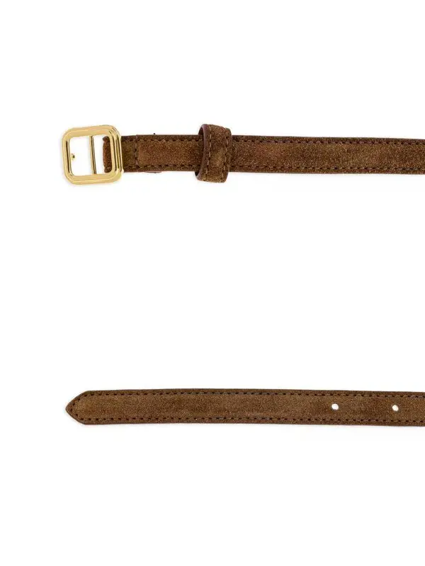 Lié Studio Georgia Slim Calf Suede Buckle Belt - Brown