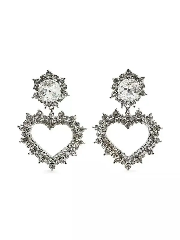 Alessandra Rich Heart-shape Drop Earrings - Silver