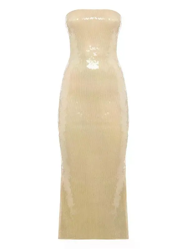 Oseree Marylin Sequin Midi Dress - Neutrals