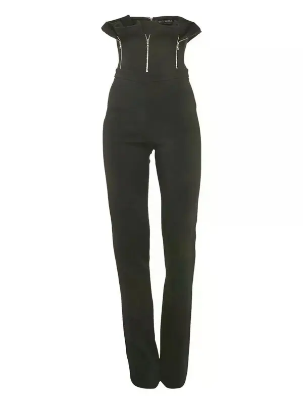 David Koma Strapless Zipper Jumpsuit - Black
