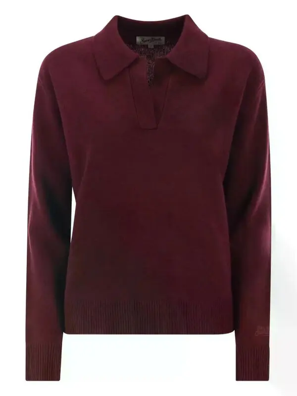 MC2 SAINT BARTH Polo-neck Ribbed Sweater - Red