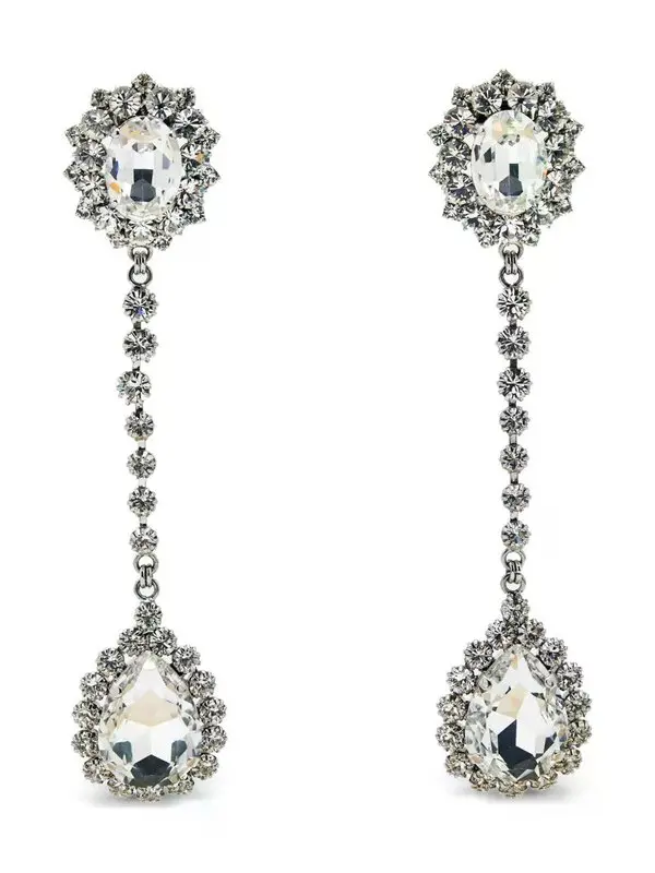 Alessandra Rich Crystal Drop Earrings - Silver