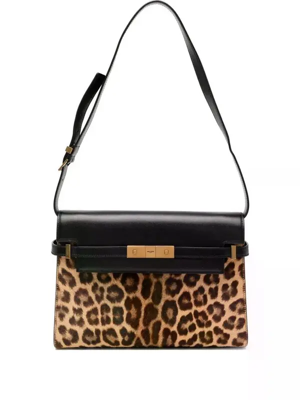Saint Laurent Ponyhair-trimmed Manhattan Shoulder Bag - Black