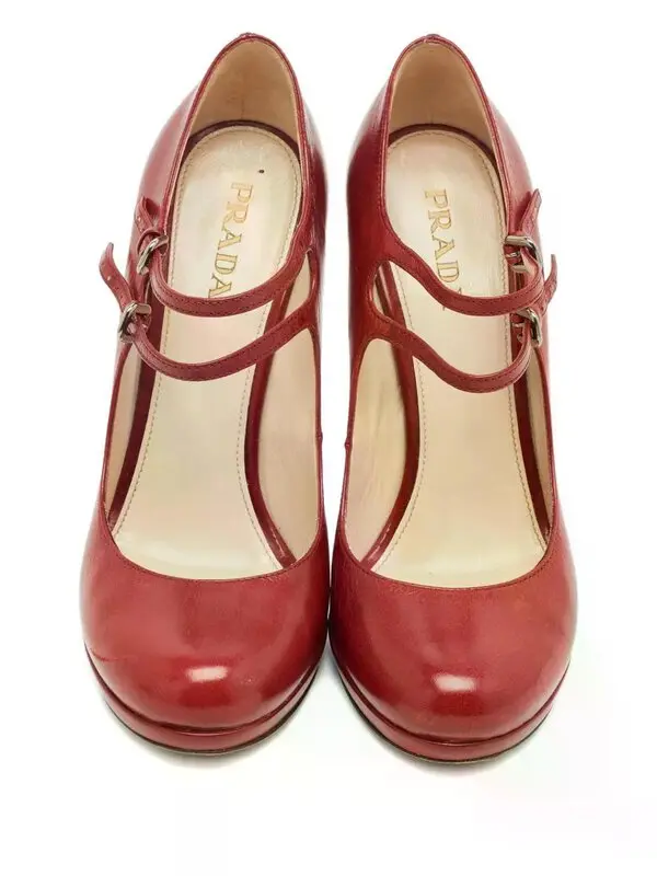 Prada Leather Buckle Mary Jane Pumps