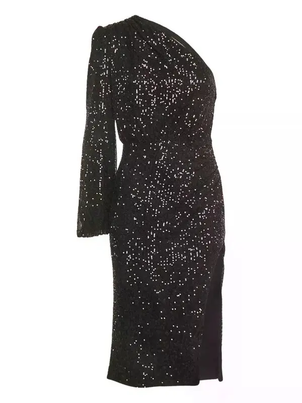 FAME AND PARTNERS Sequin Asymmetrical Midi Dress