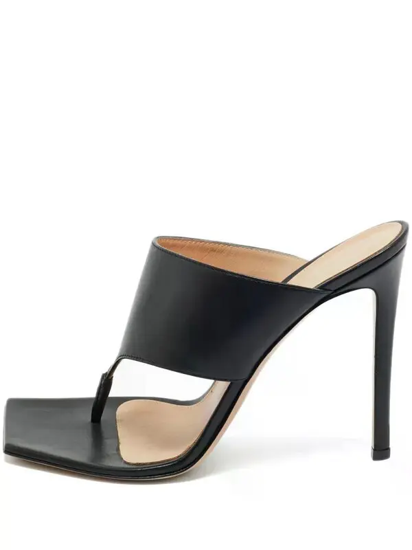 GIANVITO ROSSI Square Toe Leather Slides Sandals