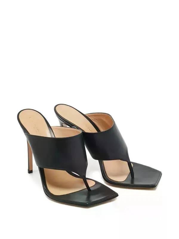GIANVITO ROSSI Square Toe Leather Slides Sandals
