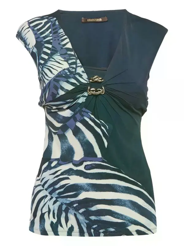 Roberto Cavalli Zebra Print Jersey Top