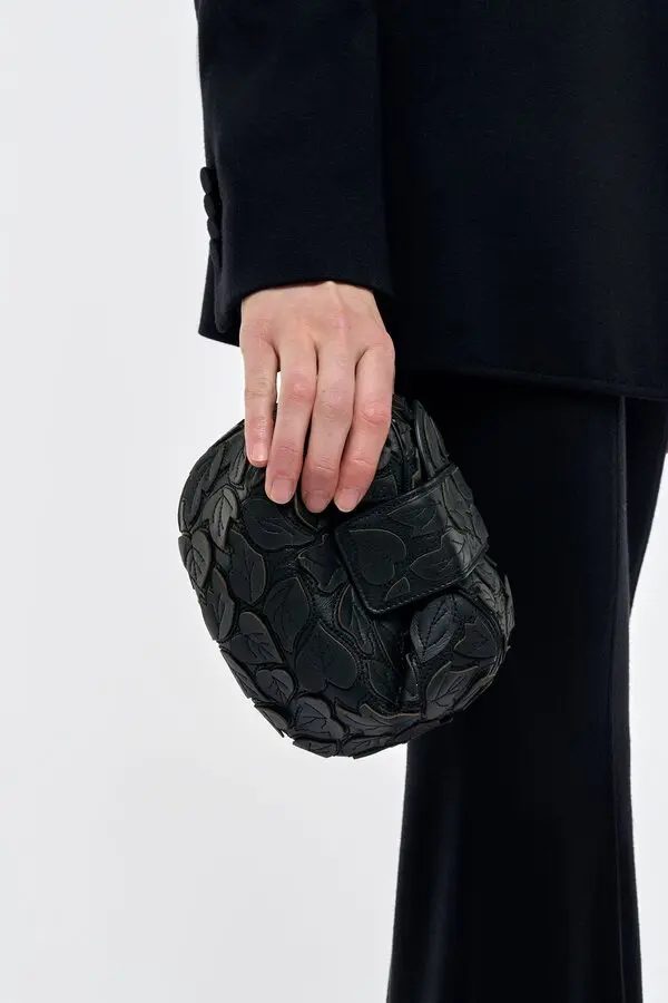 Gabriela Hearst Soft Demi Embroidered Leaves Clutch