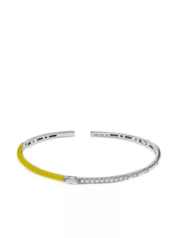 JEWELS AFICIONADO 18k White Gold Diamond Cuff Bracelet - Silver