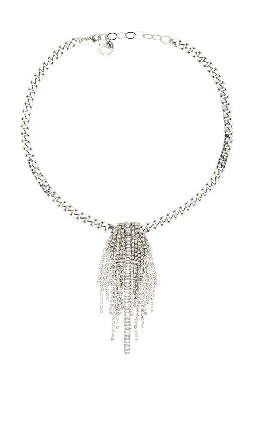 ANTON HEUNIS Short Chain Necklace With Chandelier Brooch - Crystal & Silver