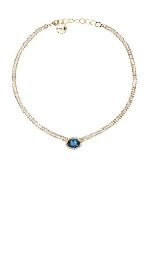 ANTON HEUNIS Vintage Style Necklace - Dark Blue  Crystal  & Gold