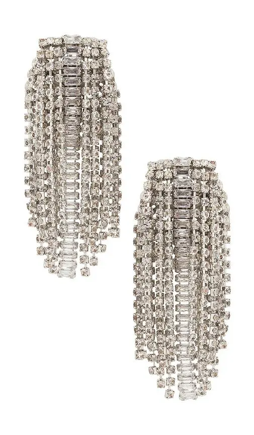 ANTON HEUNIS Omega Clasp Chandelier Brooch Earrings - Crystal & Silver