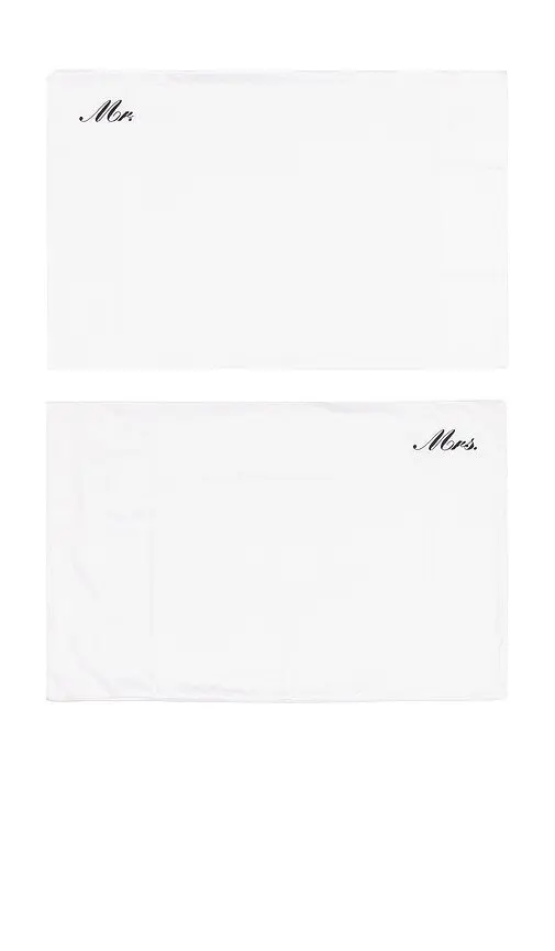 ABBODE Mr & Mrs Corner Pillowcase Set In White - N,a