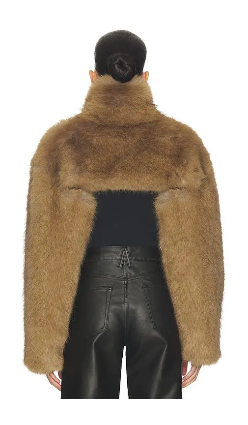Msgm Faux Fur Cropped Jacket - Beige | Editorialist