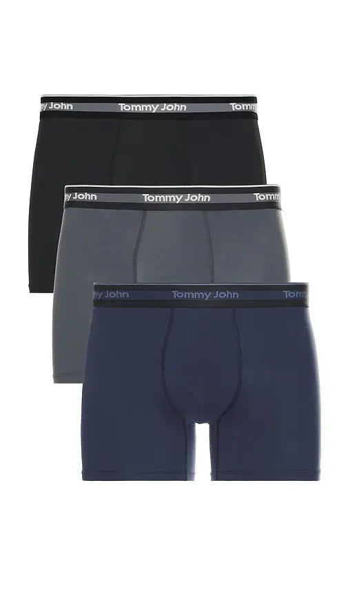 Tommy John Comfort Micro 3 Pack 4 Boxer Brief In Navy,grey - Black  Turbulence  Dress Blue