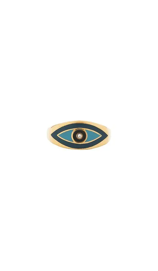 NIALAYA Evil Eye Ring - Turquoise  Blue  & Gold