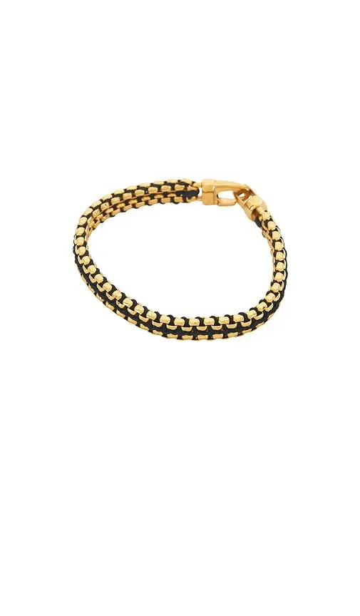 NIALAYA Woven 8mm Box Chain Bracelet - Gold & Black