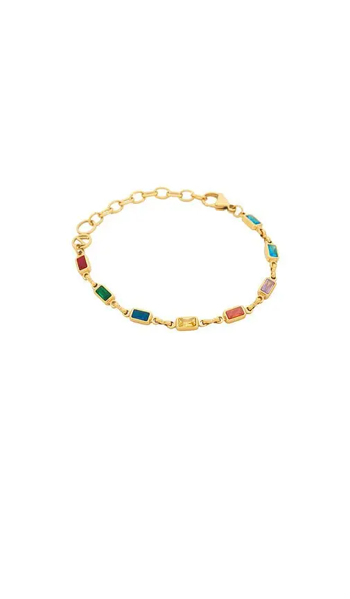 NIALAYA Rectangle Tennis Bracelet - Gold & Multicolor