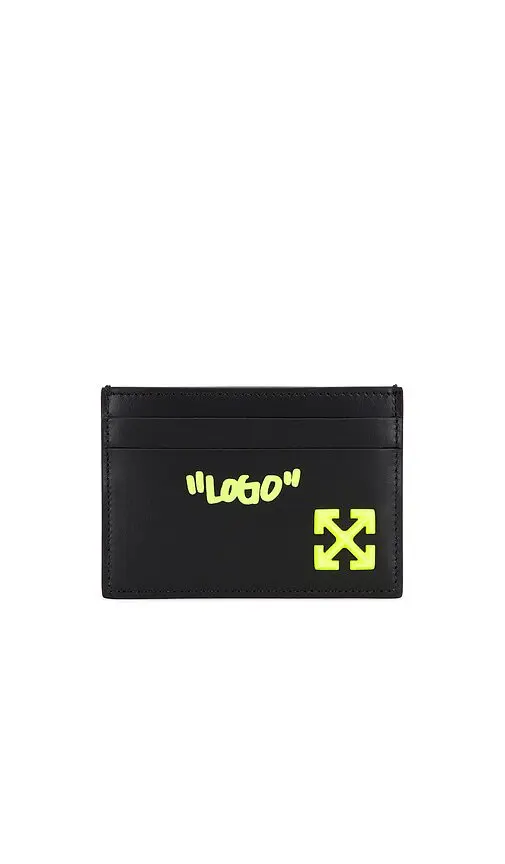 Off-White Jitney Quote Card Case In Black - Black & Yellow