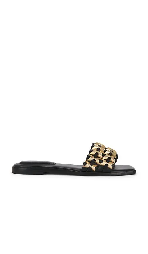 Simkhai Faye Beaded Leather Flat Slide - Black