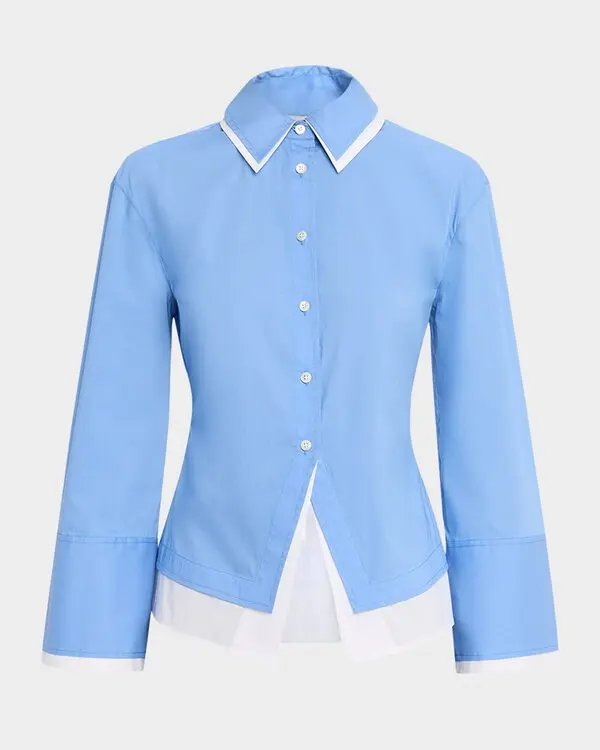 Veronica Beard Bonnie Button-front Shirt - Cadet