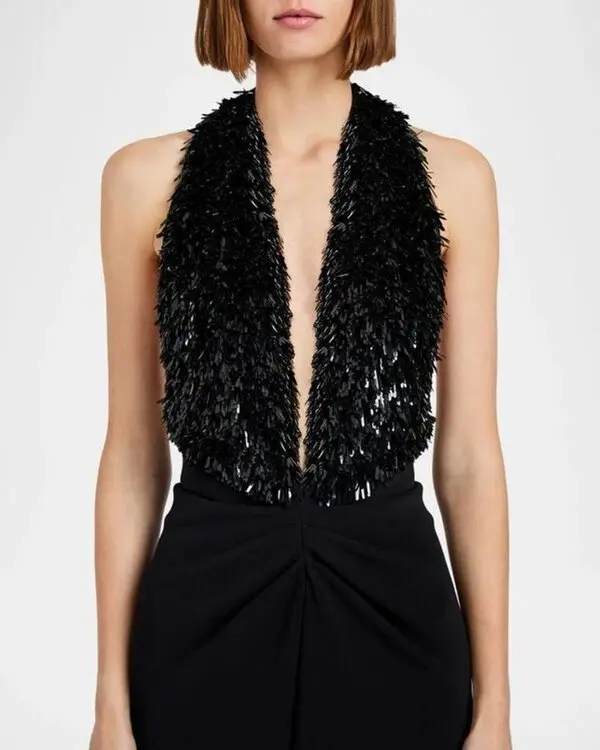Proenza Schouler Moira Embroidered Crepe Dress - Black