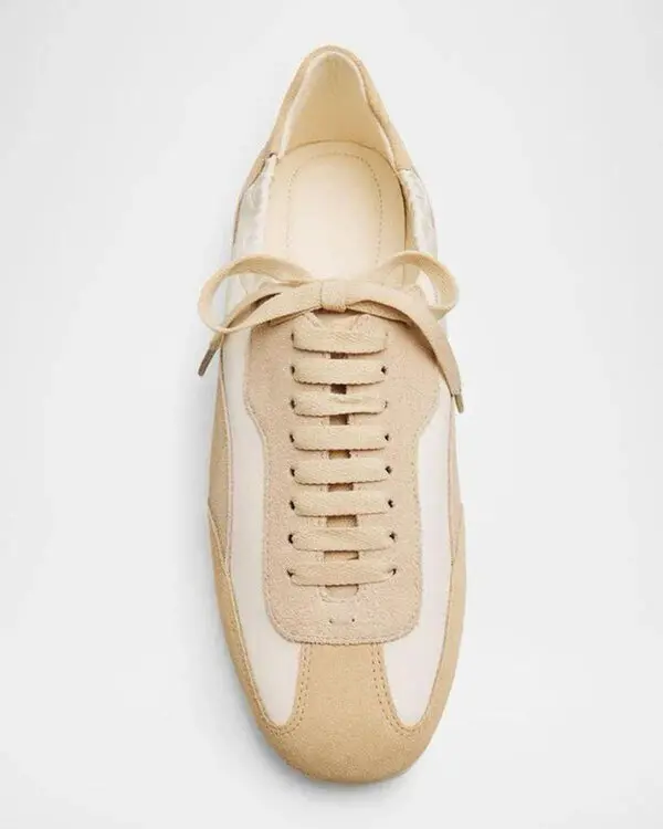 Simkhai Georgie Suede And Leather Low-top Sneakers - Cream