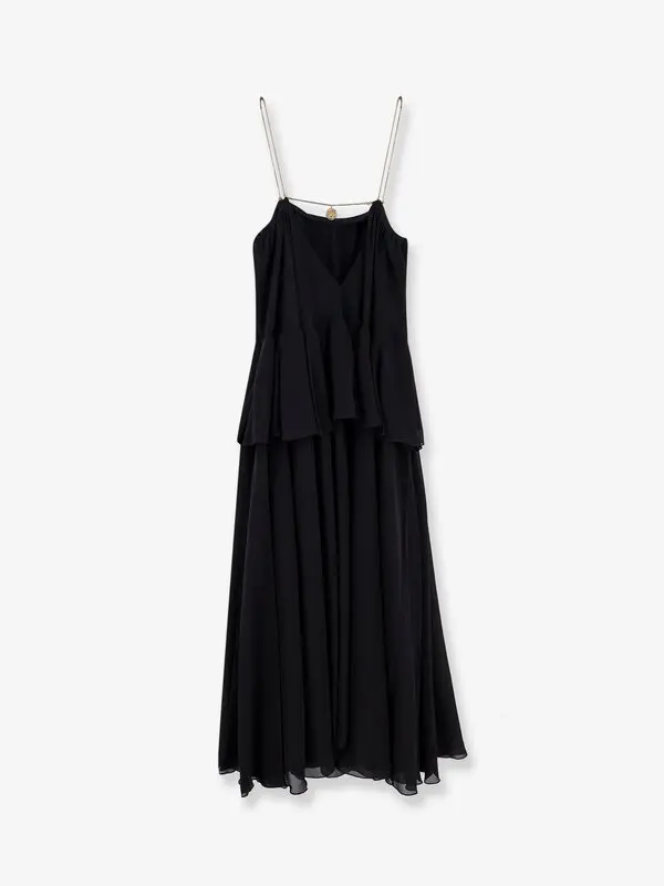 Chloé Flounced Silk Long Dress