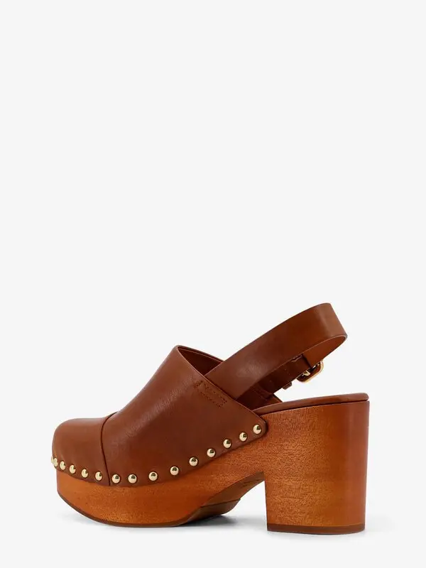 Chloé Leather And Wood Jeanette Sabot
