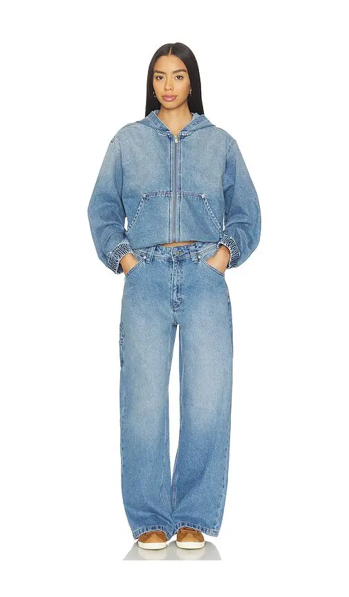 Abrand Denim Hooded Bomber Jacket