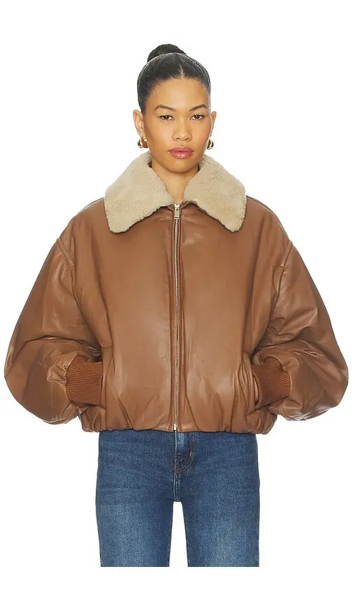 AEXAE Leather Bomber Jacket