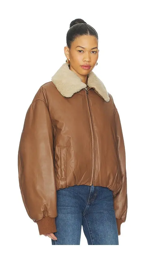 AEXAE Leather Bomber Jacket