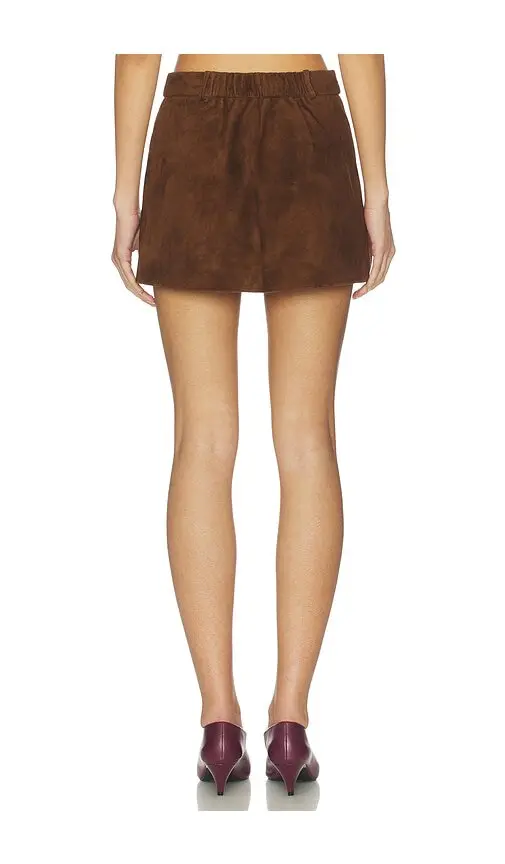 AEXAE X Revolve Leather Suede Mini Skirt - Chocolate