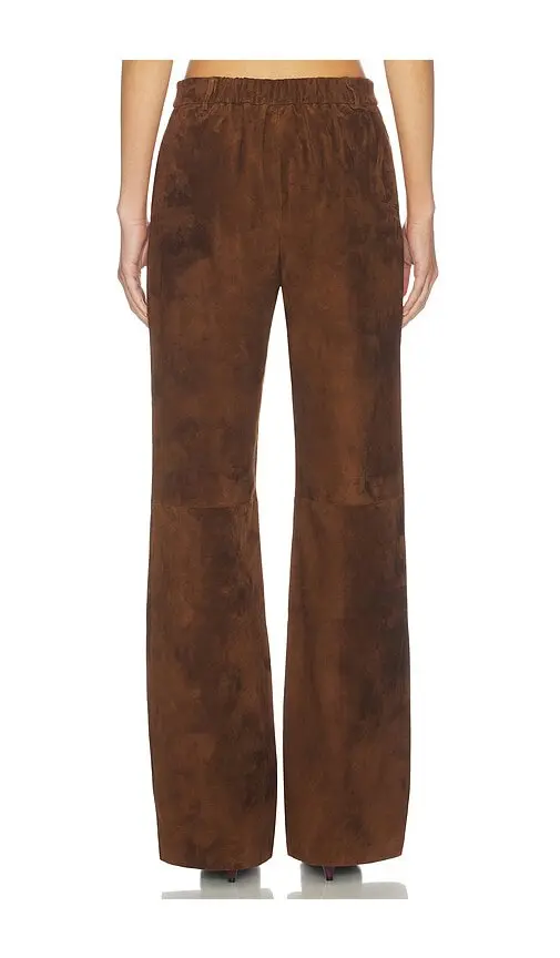 AEXAE Leather Suede Straight Leg Pant - Brown