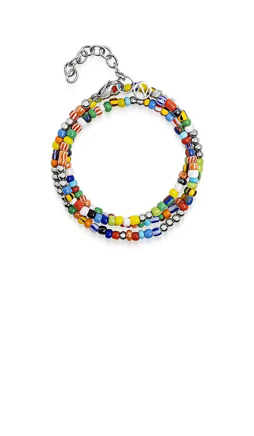 NIALAYA JEWELRY Assorted Vintage Trifocal Beaded Wrap Bracelet - Orange