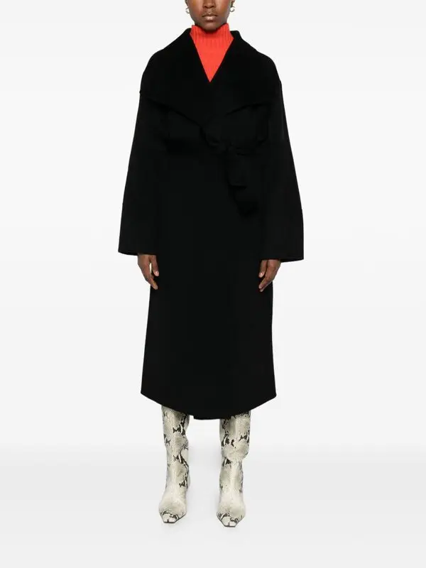 Soft Goat Wool And Cashmere Coat - Black