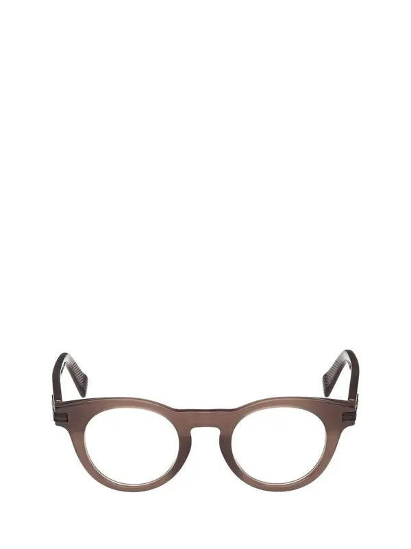 Zegna Rounded Eyeglasses - Shiny Dark Brown