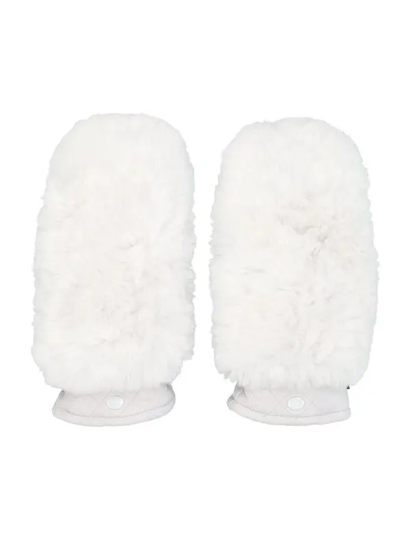 Goldbergh Hill Leather Mittens With Faux Fur Top - White