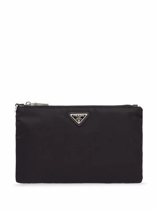 Prada Re-nylon And Saffiano Pouch - Black