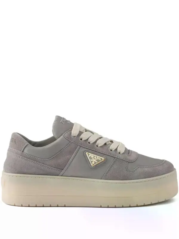 Prada Downtown Suede Platform Sneakers - Grey
