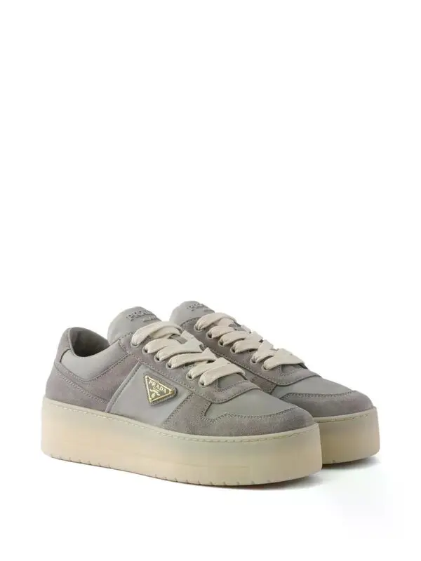 Prada Downtown Suede Platform Sneakers - Grey
