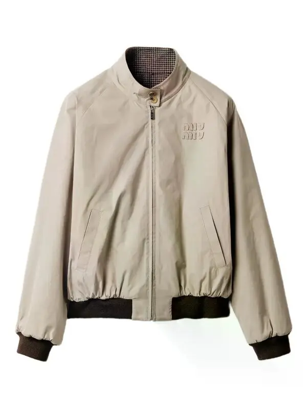Miu Miu Reversible Bomber Jacket With Houndstooth Lining