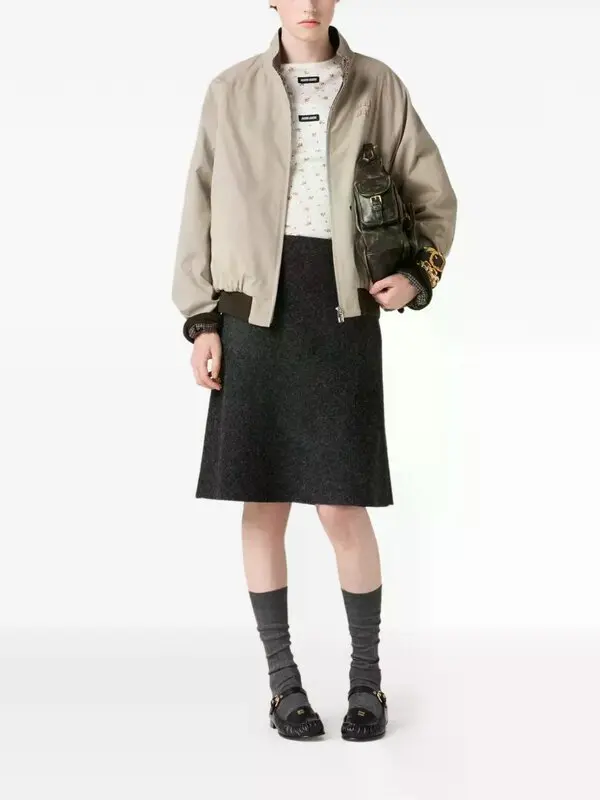 Miu Miu Reversible Bomber Jacket With Houndstooth Lining