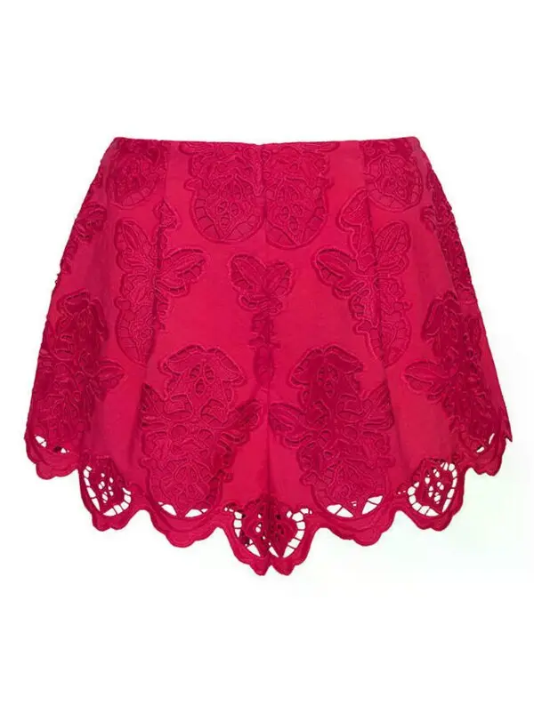 Cara Cara Eyelet-detail Shorts - Red
