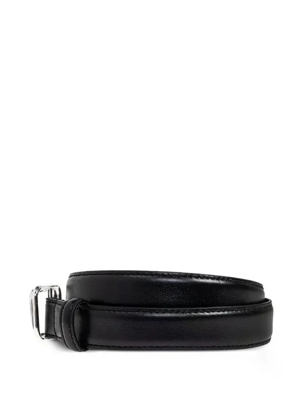 LIÉ STUDIO Georgia Slim Silver Buckle Leather Belt